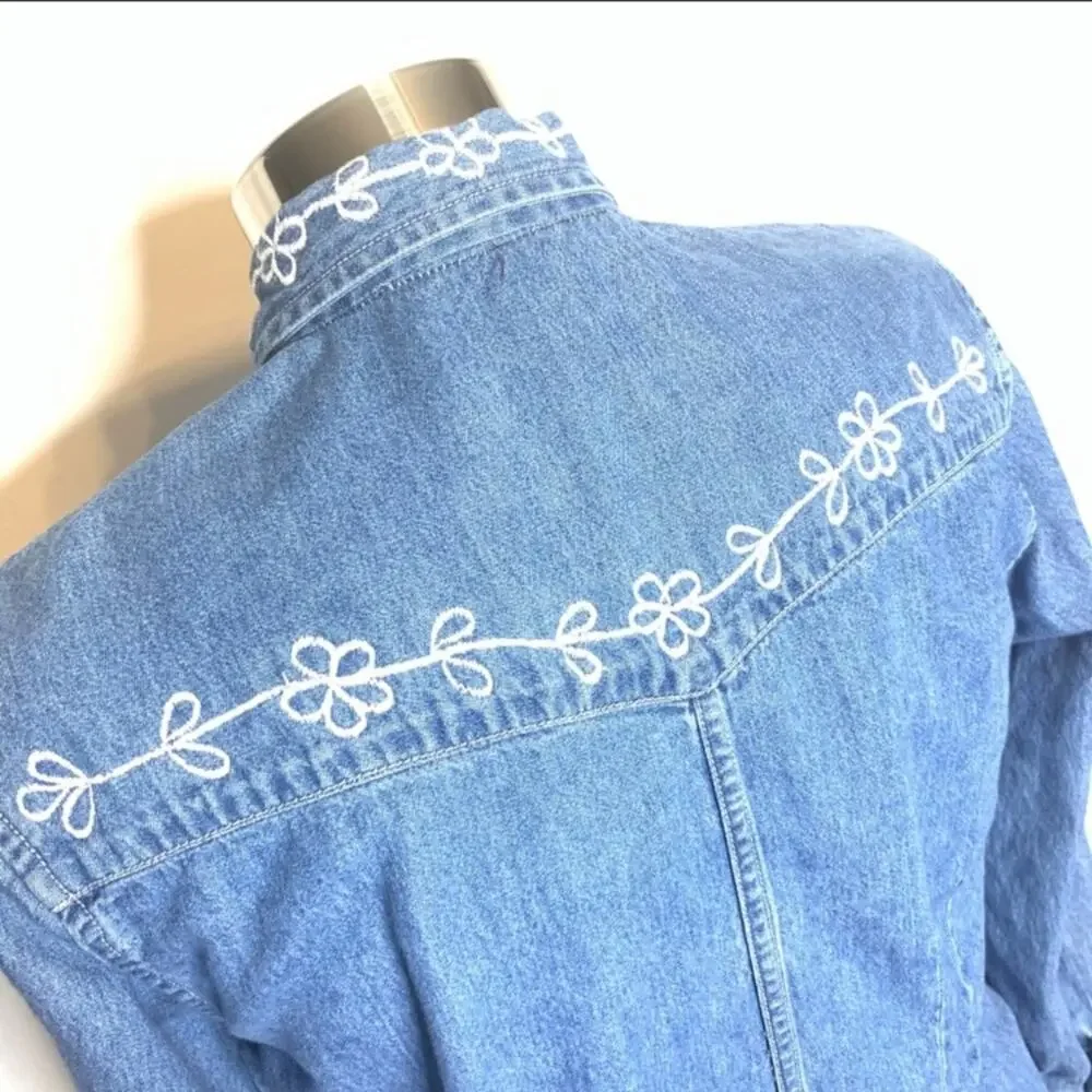 Tasha Polizzi | Tops | Tasha Polizzi Embroidery Floral Western Jean Top ...